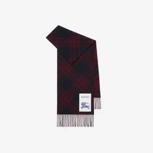 Burberry Check Cashmere Scarf Ink Blue