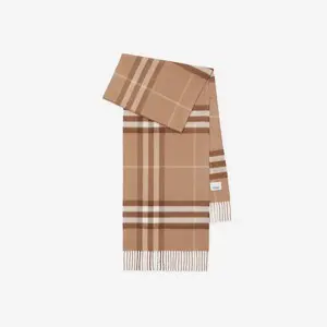 Burberry Check Cashmere Scarf Mid Camel