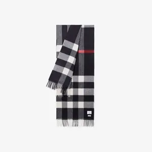 Burberry Check Cashmere Scarf Navy