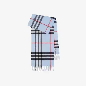Burberry Check Cashmere Scarf Pale Blue