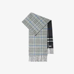 Burberry Reversible Check Cashmere Scarf Grey/off Black