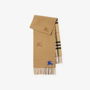 Burberry Reversible Check Cashmere Scarf Sand