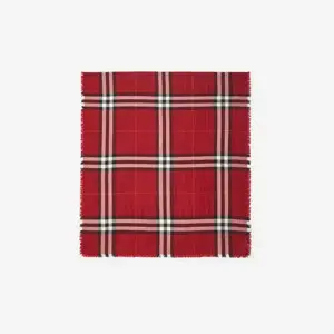 Burberry Wide Reversible Check Wool Silk Scarf Oxblood Red/post Red
