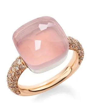 Pomellato Rose Gold, Diamond And Rose Quartz Nudo Maxi Ring - Pink