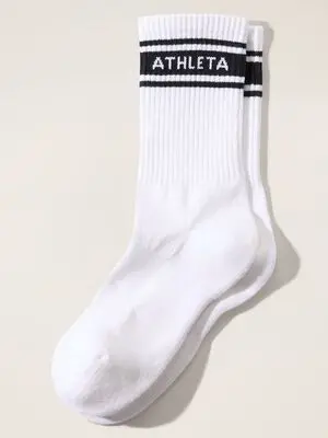Athleta Everyday Crew Sock - Black Logo