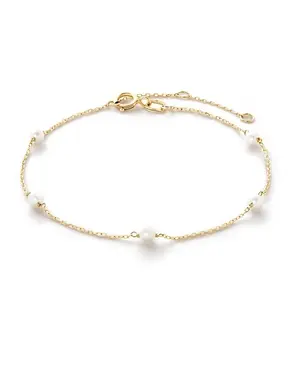 ANA LUISA Gold Pearl Station Bracelet - White/gold
