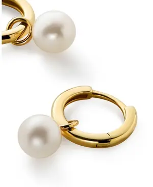 ANA LUISA Gold Hoop Earrings With Pearl - White/gold