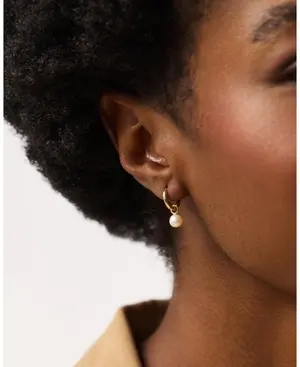 ANA LUISA Gold Hoop Earrings With Pearl - White/gold