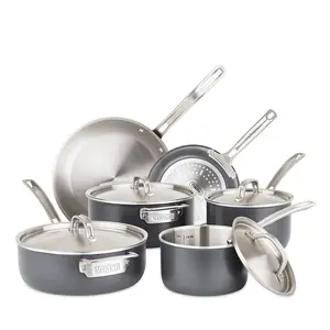 VIKING Hard Anodized 10 Pc Cookware Set With Stainless Steel Interior - Dark Grey