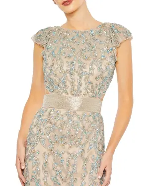 Mac Duggal Embellished Cut Out Lace Up Gown