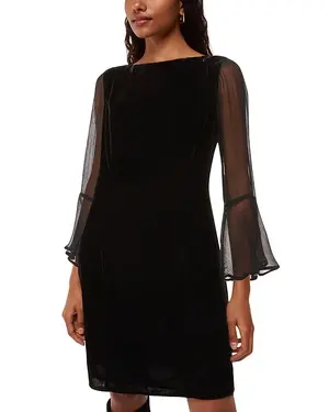 Whistles Petites Myla Velvet Mini Dress - Black