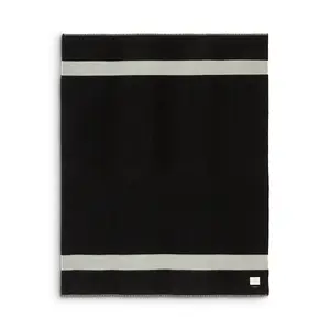 BLACKSAW Mason Stripe Baby Alpaca Throw - Black/ivory Stripe