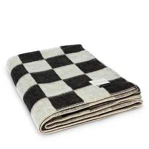 BLACKSAW Crosby Check Heirloom Alpaca Blanket - Black/ivory Check