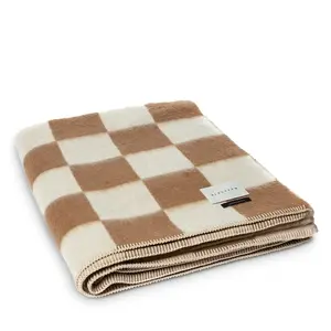 BLACKSAW Crosby Check Heirloom Alpaca Blanket - Tobacco/ivory Check