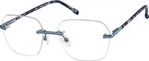 Zenni Geometric Rimless Eyeglasses Metal Frame - Blue
