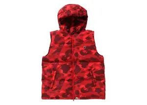 A BATHING APE Camo Down Vest - Red