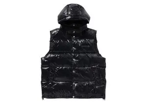 A BATHING APE Line Camo Debossed Nylon Down Vest - Black