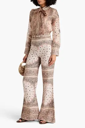 Zimmermann Paisley-print Linen Flared Pants