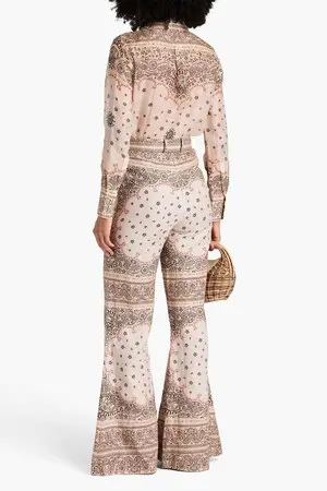 Zimmermann Paisley-print Linen Flared Pants
