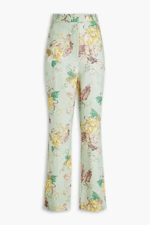 Zimmermann Floral-print Linen Straight-leg Pants