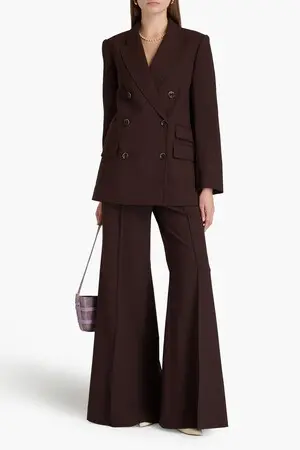Zimmermann Double-breasted Crepe Blazer - Chocolate