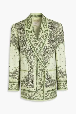 Zimmermann Double-breasted Paisley-print Linen Blazer