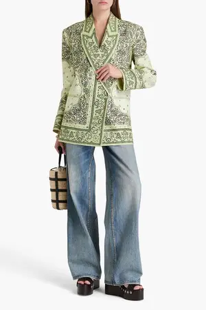 Zimmermann Double-breasted Paisley-print Linen Blazer