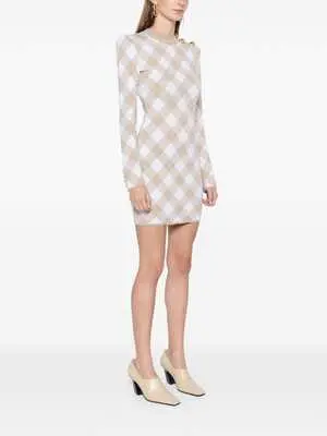 Balmain Checked Mini Dress - Brown
