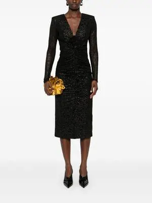 NISSA Polka-dot Tulle Midi Dress
