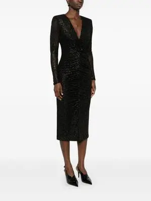 NISSA Polka-dot Tulle Midi Dress