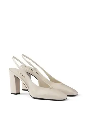 Prada 85mm Leather Slingback Pumps - Neutrals