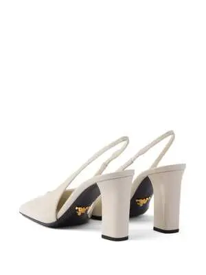 Prada 85mm Leather Slingback Pumps - Neutrals