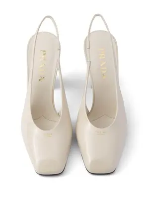 Prada 85mm Leather Slingback Pumps - Neutrals