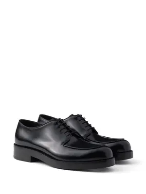 Prada Brushed-leather Derby Shoes