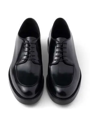 Prada Brushed-leather Derby Shoes