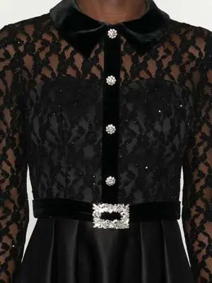 NISSA Crystal-embellished Taffeta Midi Dress