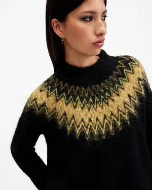 ALLSAINTS Clyde Fair Isle Funnel Neck Sweater