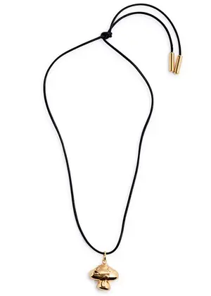 Timeless Pearly Mushroom Pendant Necklace - Black