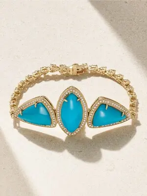 Jacquie Aiche Lizette 14-karat Turquoise And Diamond Bracelet