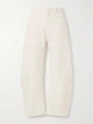 NILI LOTAN Nili Lotan Shon Cotton-Blend Twill Barrel-Leg Pants Neutrals