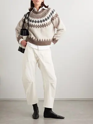 NILI LOTAN Shon Cotton-blend Twill Barrel-leg Pants - Neutrals