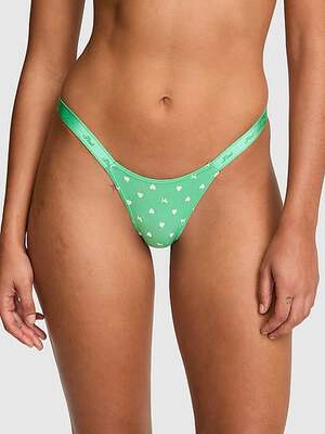 Pink Logo Mesh Strappy Micro Thong Panty Print