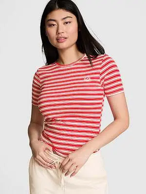 Pink Ribbed T-shirts For Women