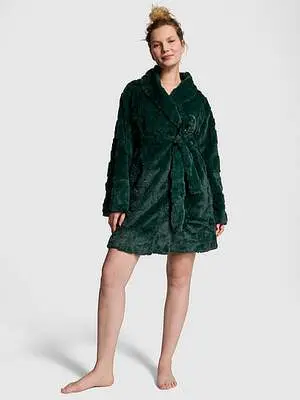 Pink Jacquard Cozy Robe Green