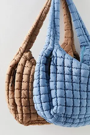 Free People Quilted Carryall Bag Dusty Blue