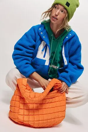 Free People Quilted Carryall Bag Electric Orange