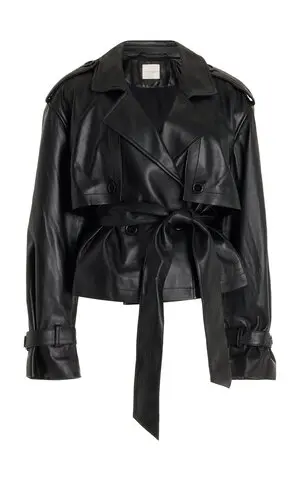 FAVORITE DAUGHTER Charles Cropped Leather Jacket
