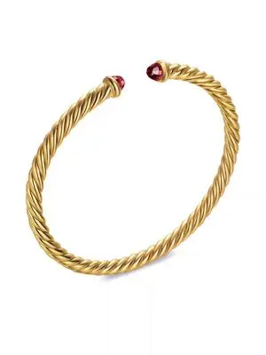 David Yurman 18kt Yellow Cablespira Garnet Cuff