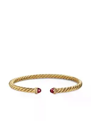 David Yurman 18kt Yellow Cablespira Garnet Cuff