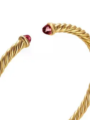 David Yurman 18kt Yellow Cablespira Garnet Cuff